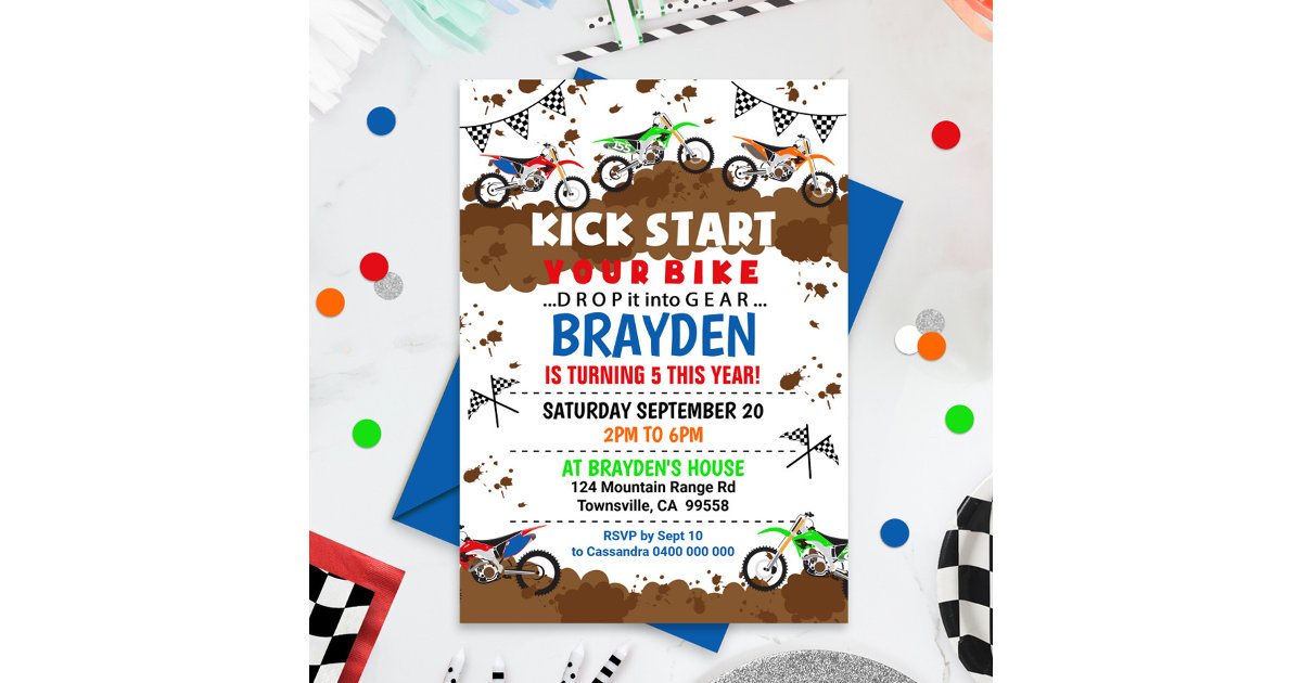 Motorbike Invitation Dirt Bike Party Invitation | Zazzle