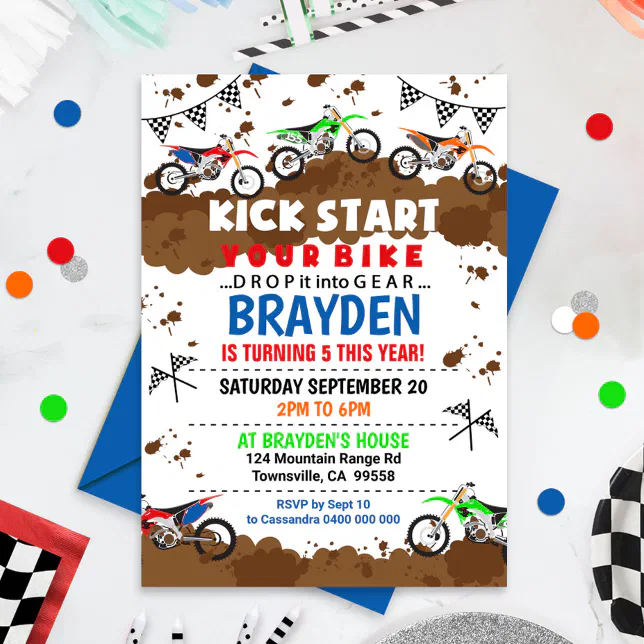 Motorbike Invitation Dirt Bike Party Invitation | Zazzle