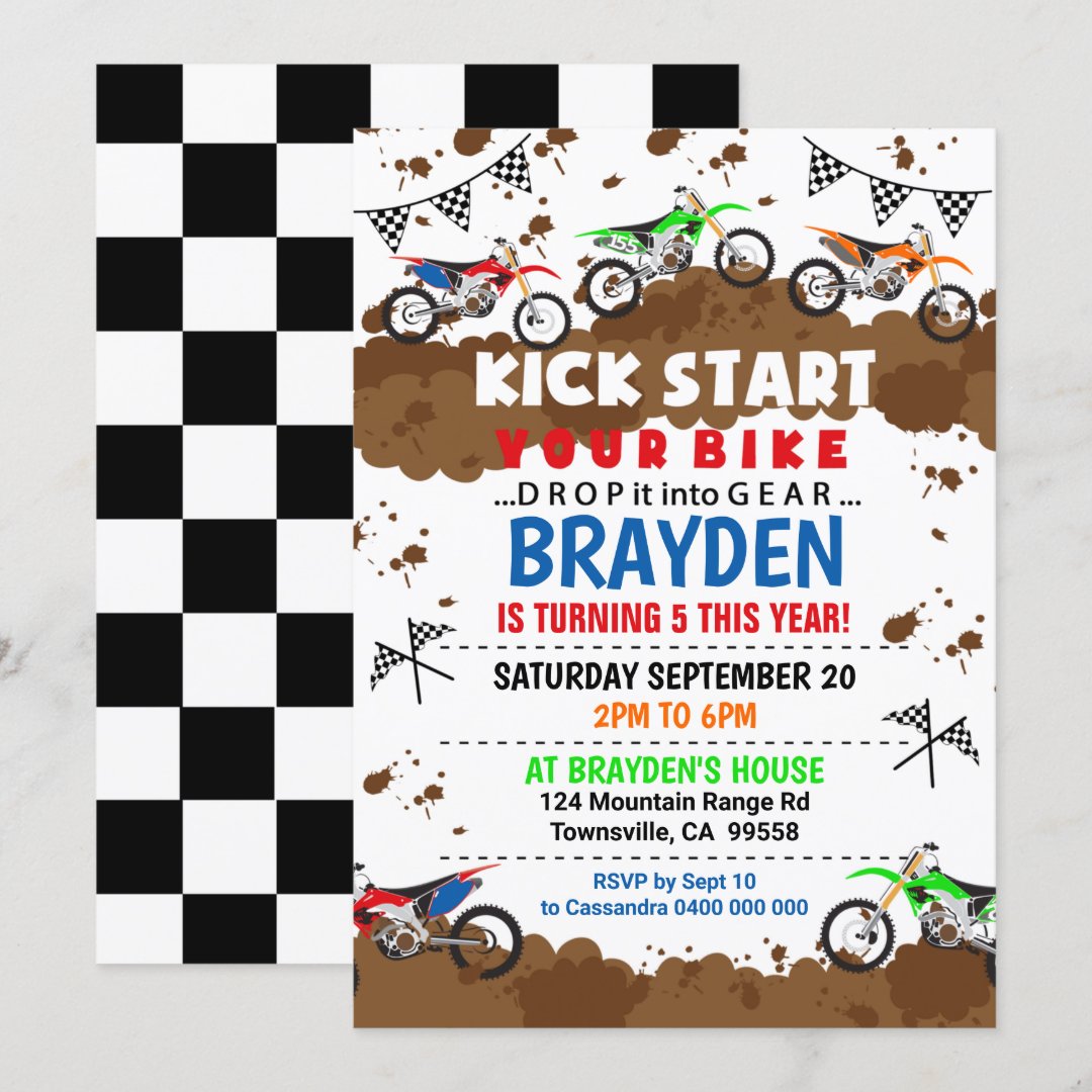 Motorbike Invitation Dirt Bike Party Invitation | Zazzle