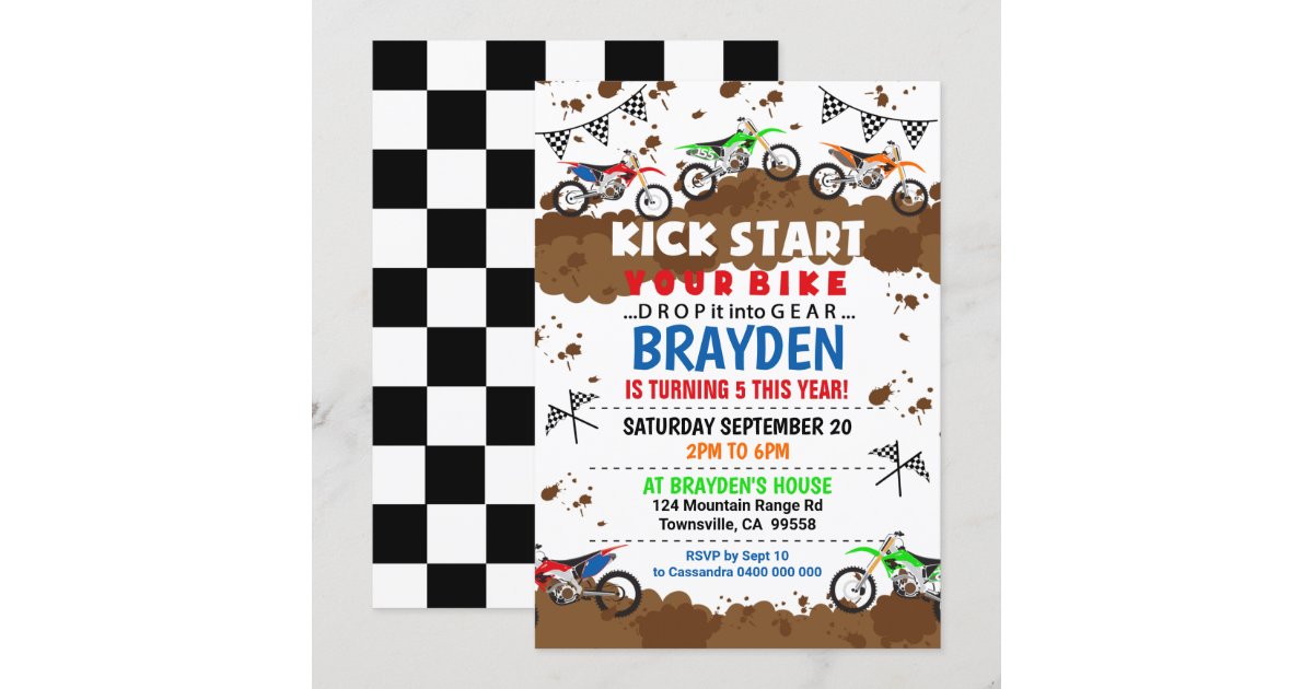 Motorbike Invitation Dirt Bike Party Invitation | Zazzle