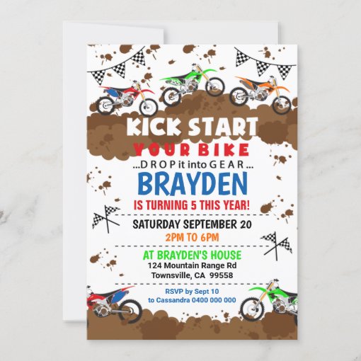Motorbike Invitation Dirt Bike Party Invitation | Zazzle