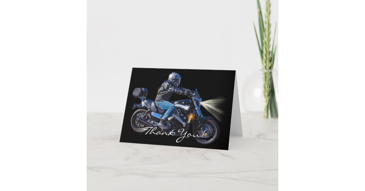 Motorbike Night Biker Thank You Card | Zazzle