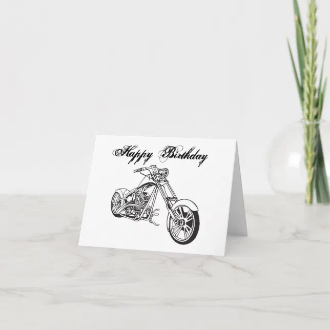 Motorcycle..2, Happy Birthday Card | Zazzle