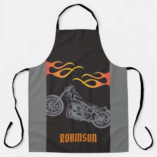 Motorcycle and Biker Flames Apron | Zazzle