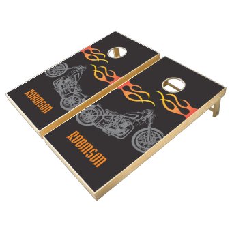 Motorcycle and Biker Flames Cornhole Set | Zazzle