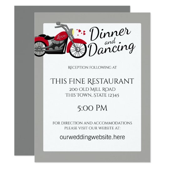 Motorcycle and Hearts Wedding Reception Invitation | Zazzle.com