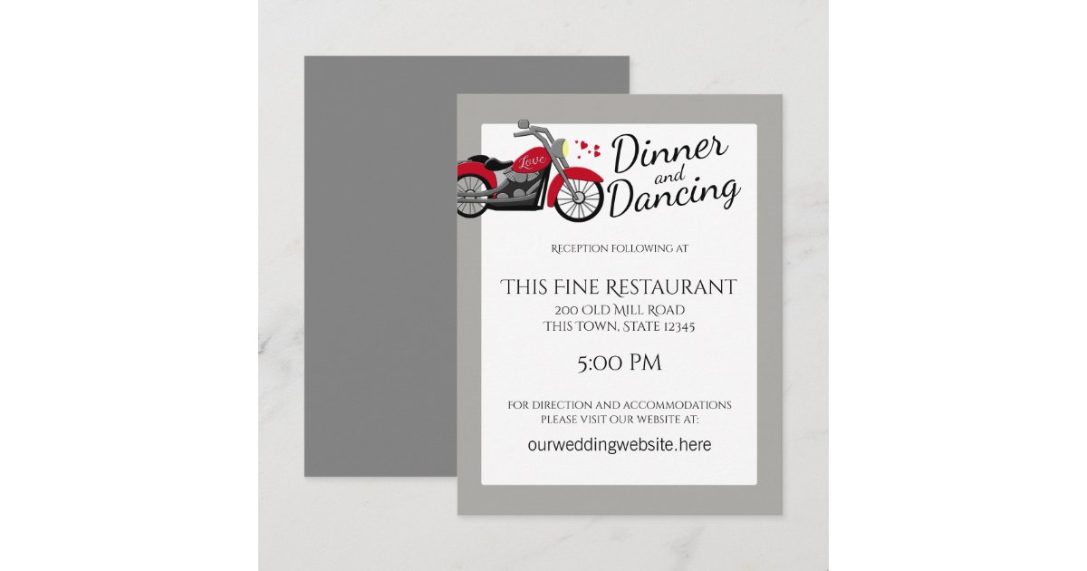 Motorcycle and Hearts Wedding Reception Invitation | Zazzle