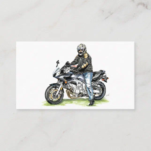 Motorcycle and Rider Business Card | Zazzle