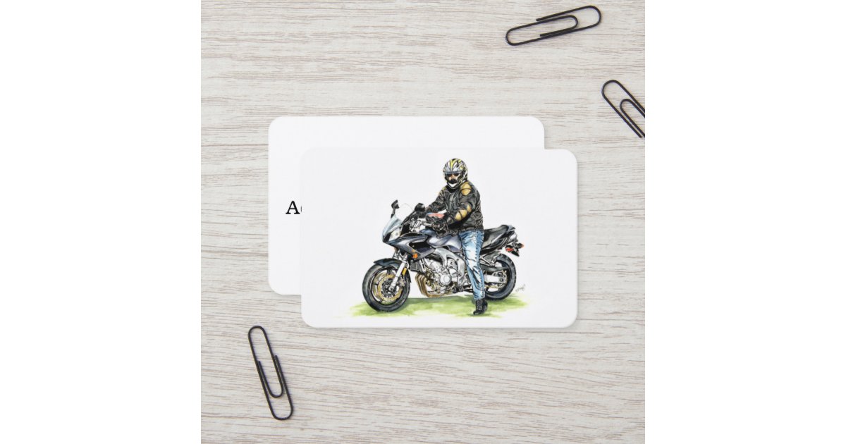 Motorcycle and Rider Business Card | Zazzle