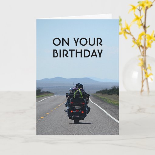 Motorcycle Biker Funny Road Birthday Card | Zazzle