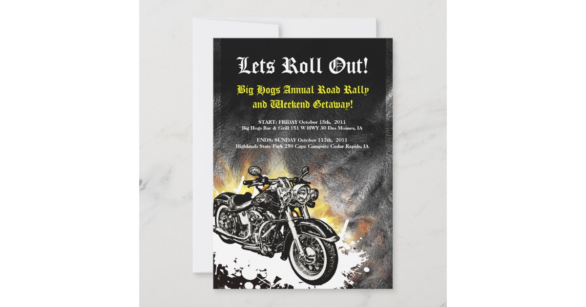 Motorcycle Biker Road Rally Event Invitation | Zazzle