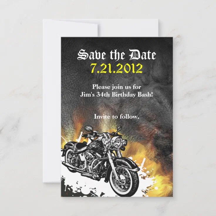Motorcycle Biker Save the Date Announcement | Zazzle