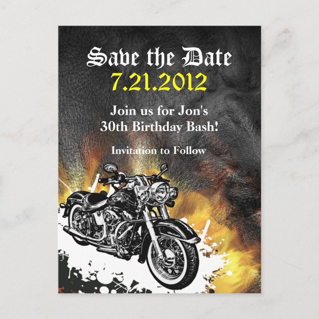 Motorcycle Biker Save the Date Postcard | Zazzle