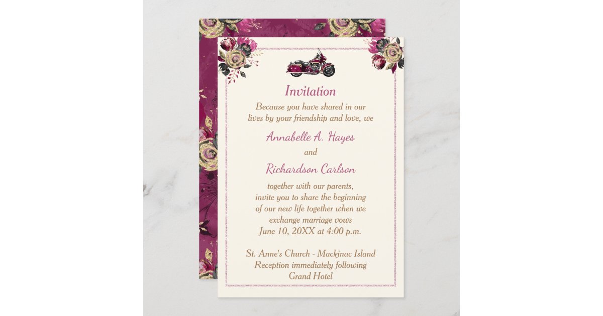 Motorcycle Biker Wedding Invitation | Zazzle