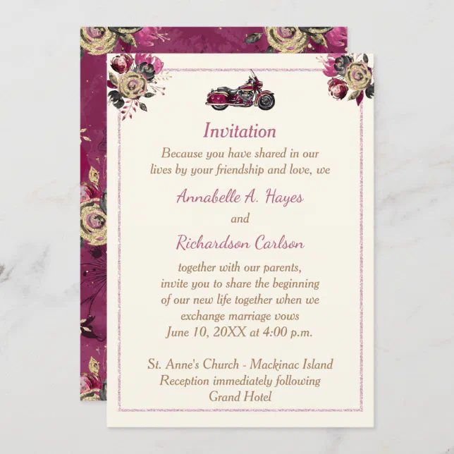 Motorcycle Biker Wedding Invitation | Zazzle
