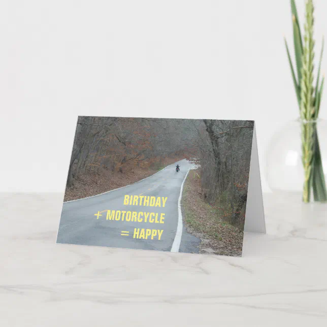 Motorcycle Birthday Card rider on road | Zazzle