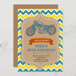 Motorcycle Birthday Invitation card | Zazzle
