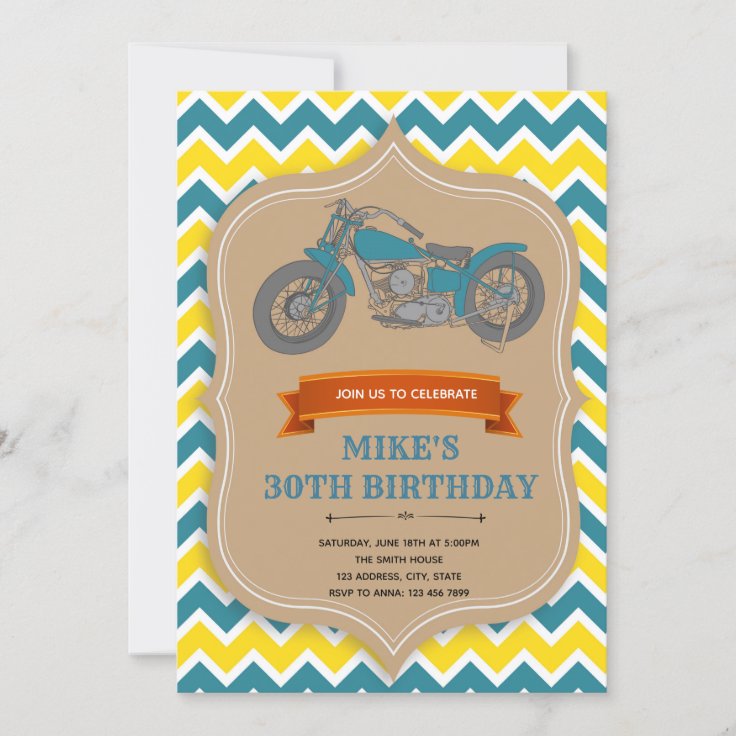 Motorcycle Birthday Invitation card | Zazzle