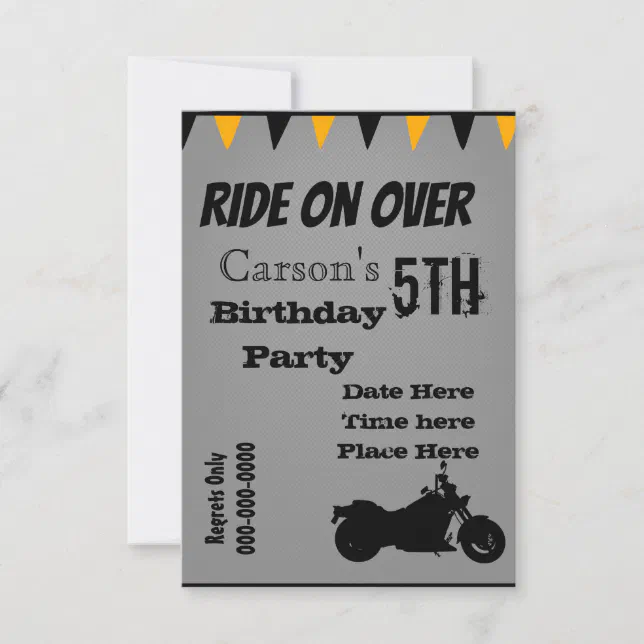 Motorcycle Birthday Invite | Zazzle