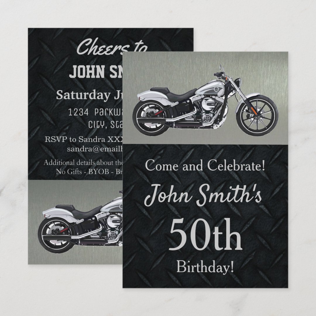 Motorcycle Birthday Party Men's Invitations | Zazzle