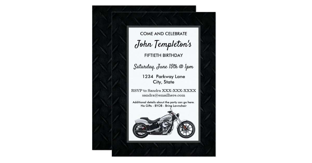 Motorcycle Birthday Party Men's Invitations | Zazzle.com