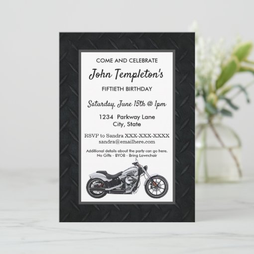 Motorcycle Birthday Party Men's Invitations | Zazzle