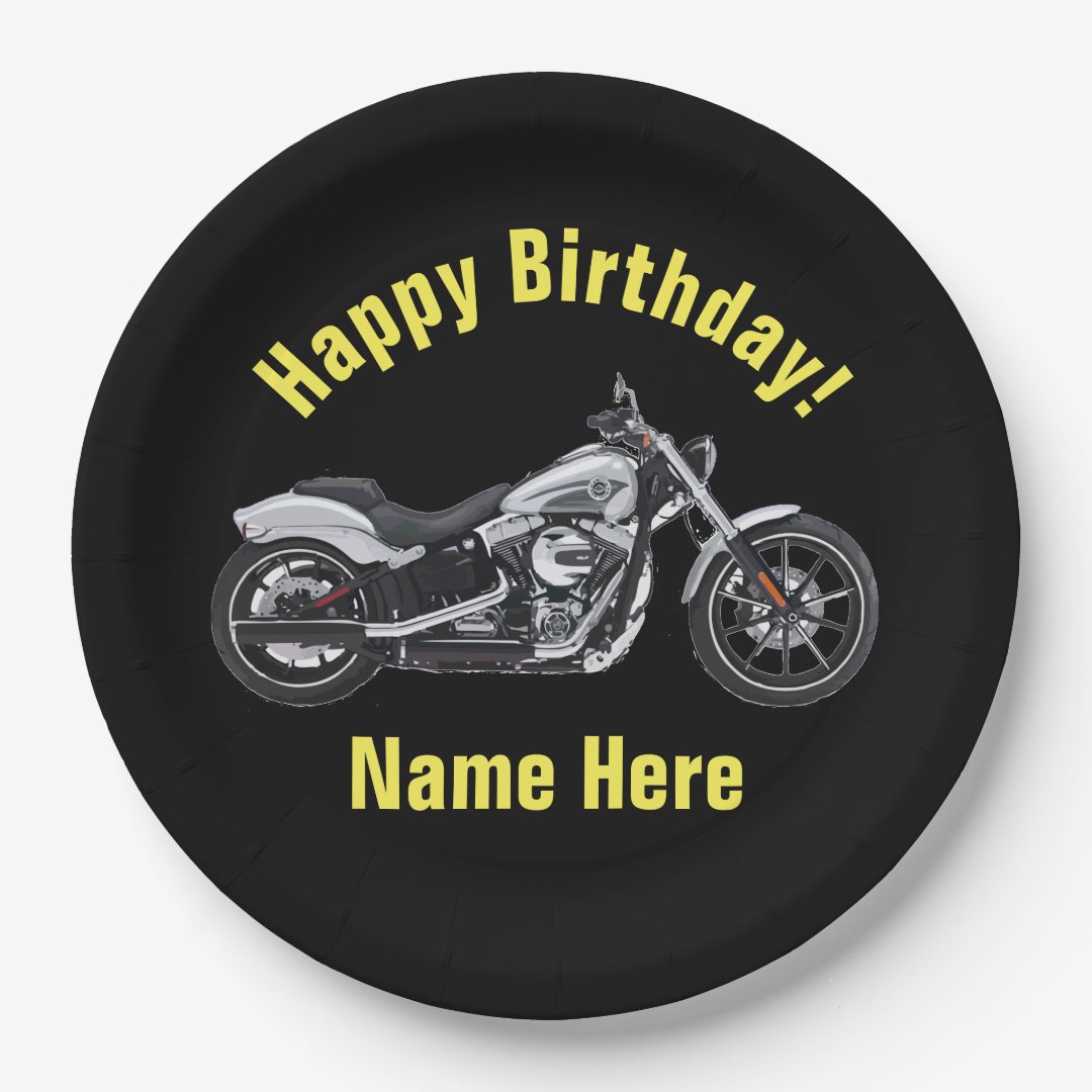 Motorcycle Birthday Plates | Zazzle
