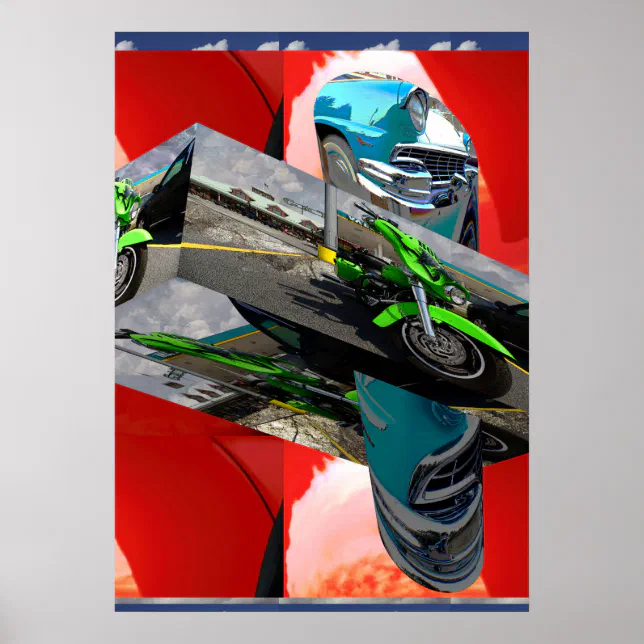 Motorcycle box cylinder poster | Zazzle