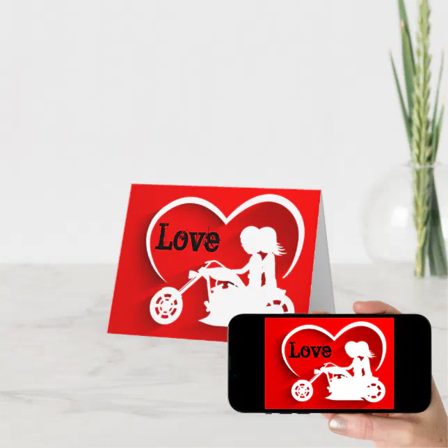 Motorcycle Couple LOVE Happy Valentine's Day Holiday Card | Zazzle