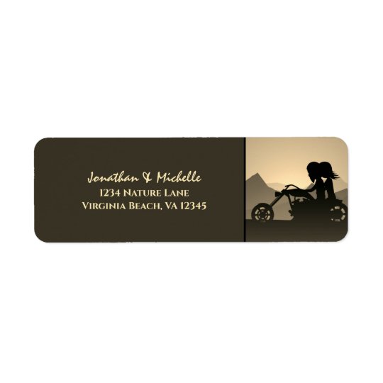 Motorcycle Couple Mountain Address Label | Zazzle.com