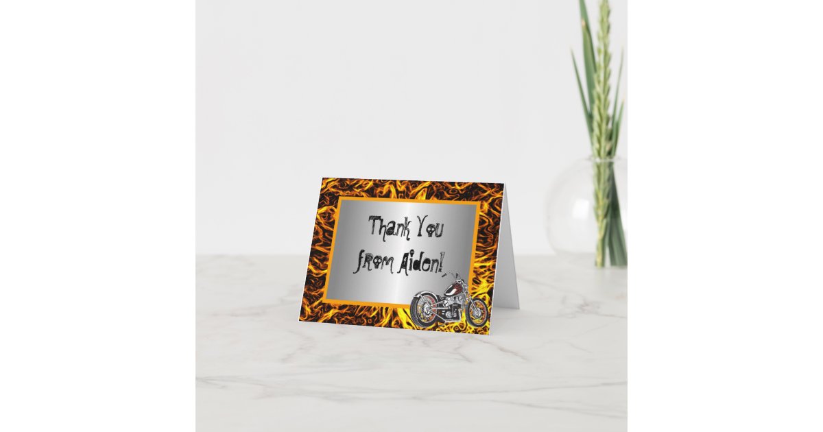 Motorcycle Flames Thank You Note Card | Zazzle