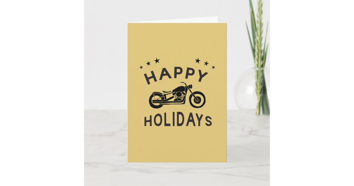 Motorcycle Happy Holidays Retro Card | Zazzle