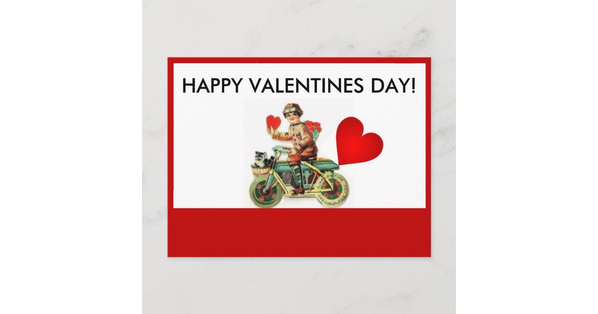 MOTORCYCLE HAPPY VALENTINES DAY POSTCARD | Zazzle