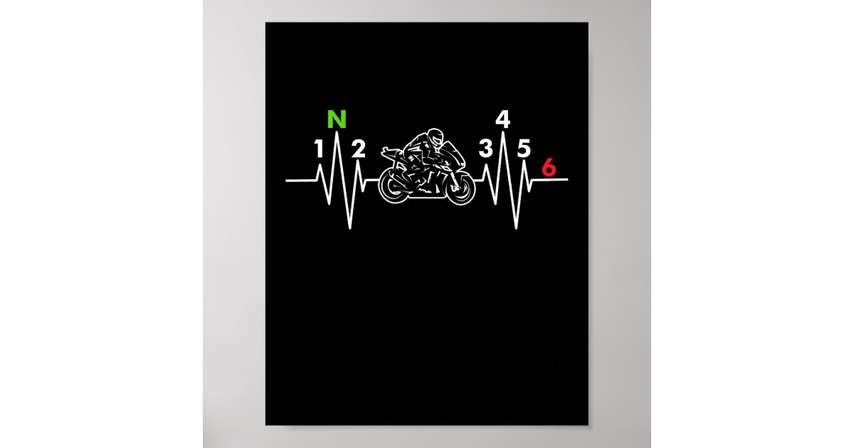 Motorcycle Heartbeat Poster | Zazzle