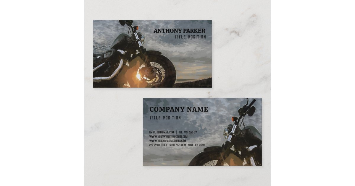 Motorcycle Illustration Business Card | Zazzle