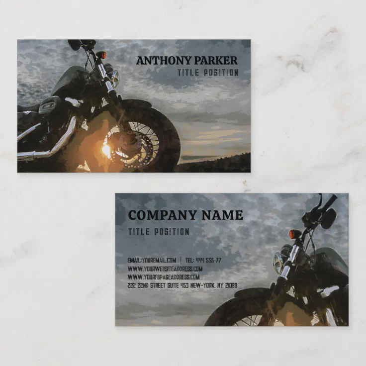 Motorcycle Illustration Business Card | Zazzle