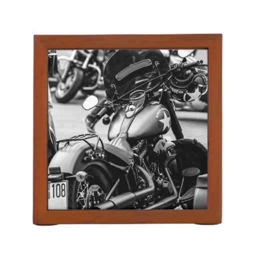 Motorcycle Motorbike Biker Ride Rider Monochrome Desk Organizer | Zazzle