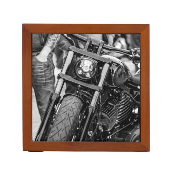 Motorcycle Motorbike Biker Ride Rider Monochrome Desk Organizer | Zazzle