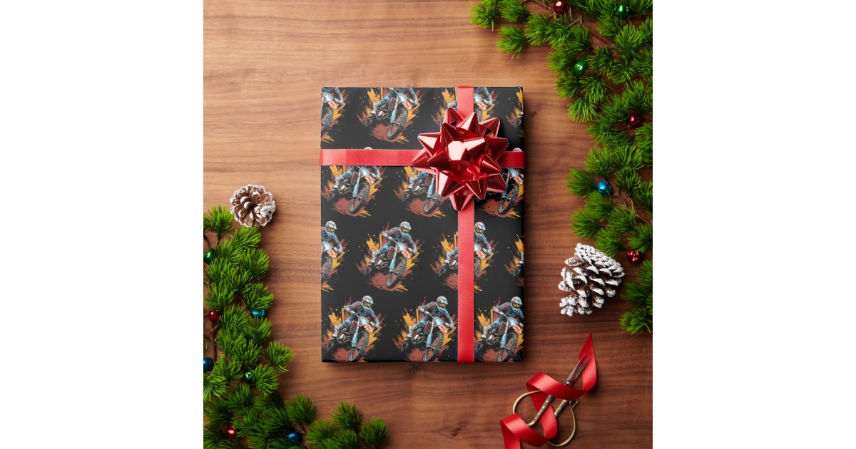 Motorcycle Motorcross Dirt Bike Wrapping Paper | Zazzle