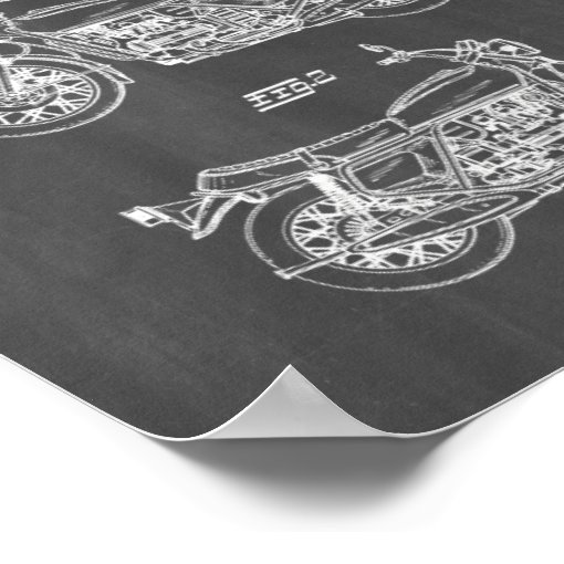 Motorcycle Patent - Chalkboard Poster | Zazzle