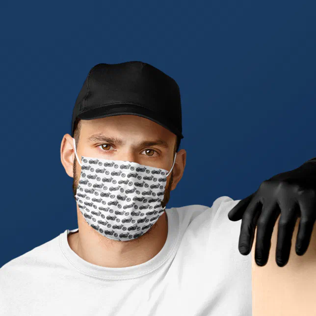 Motorcycle Pattern Cool Bike Men Adult Cloth Face Mask | Zazzle