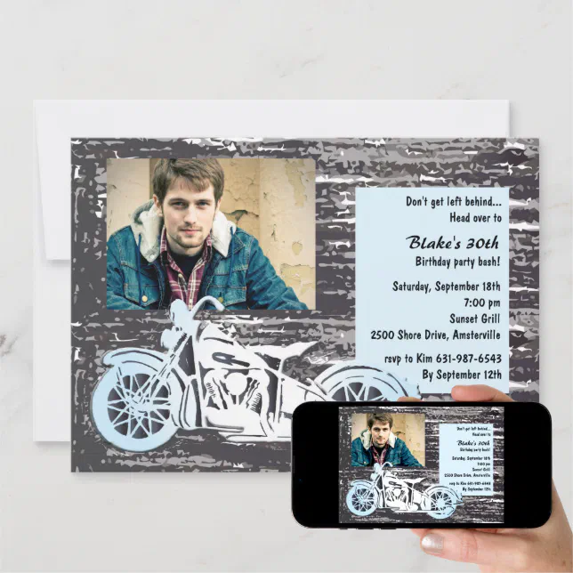 Motorcycle Photo Invitation | Zazzle