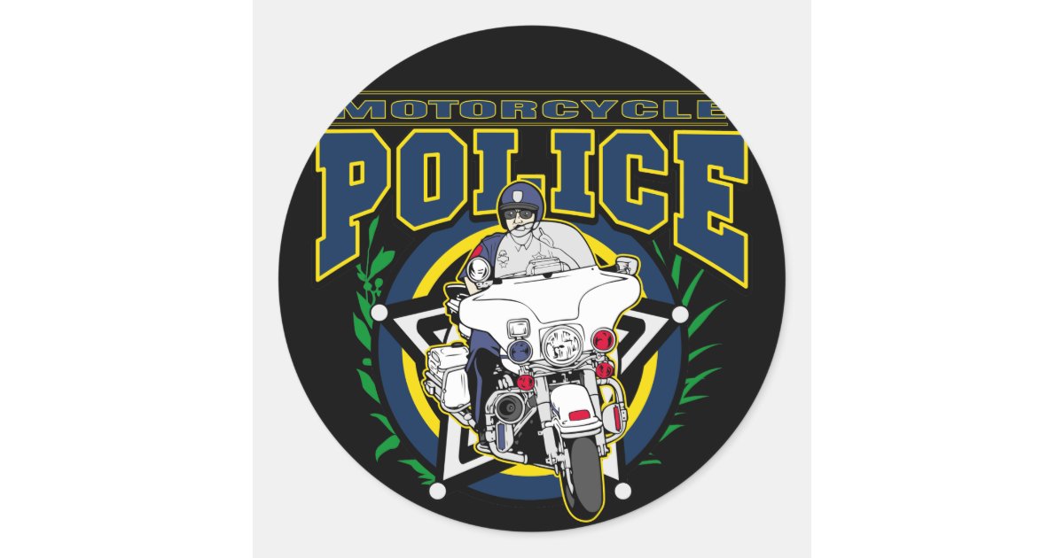 Motorcycle Police Classic Round Sticker | Zazzle