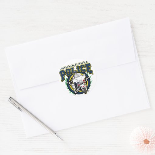 Motorcycle Police Classic Round Sticker | Zazzle