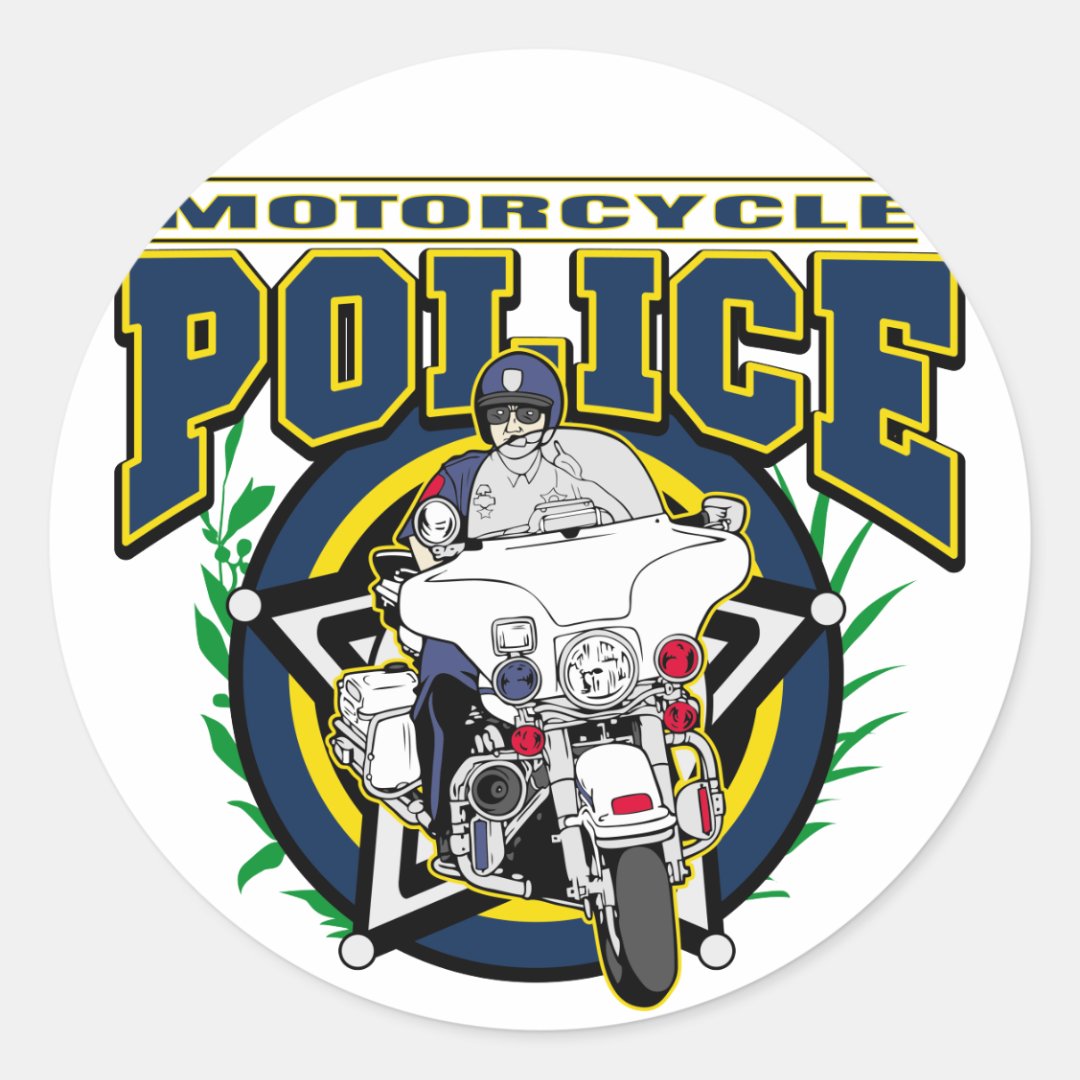 Motorcycle Police Classic Round Sticker | Zazzle