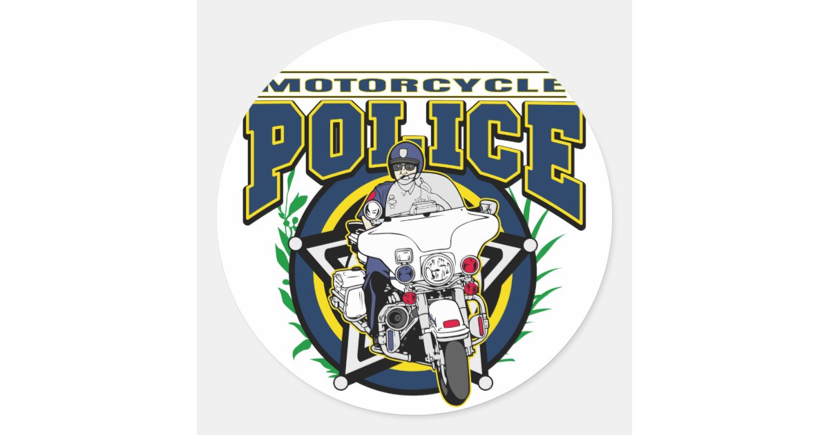Motorcycle Police Classic Round Sticker | Zazzle