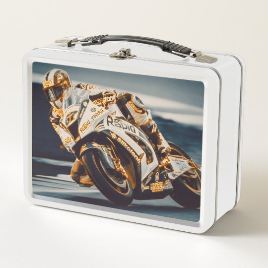 Motorcycle Racer Metal Lunch Box | Zazzle.com