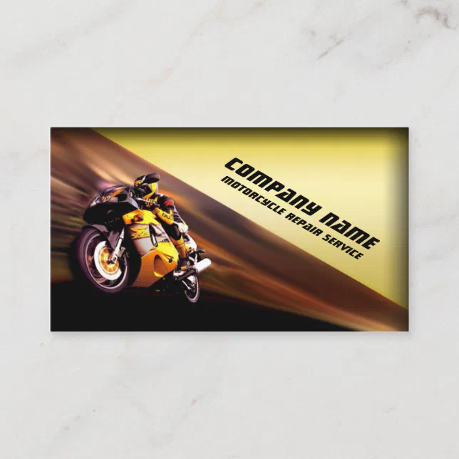 Motorcycle Repair Service Yellow Business Card | Zazzle