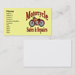 Motorcycle Repairs, Business Card | Zazzle