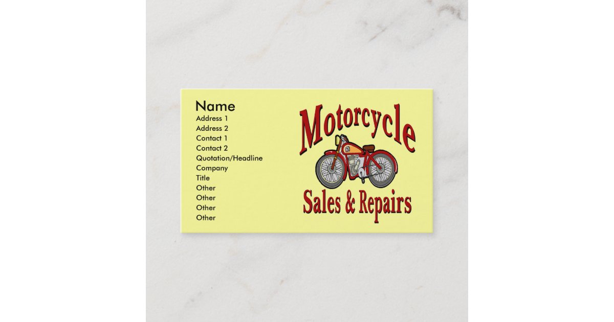 Motorcycle Repairs, Business Card | Zazzle